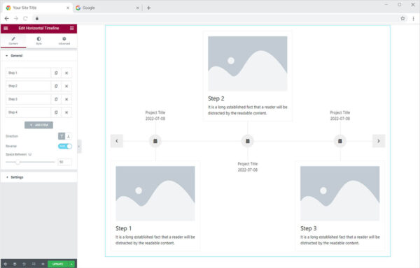 FREE Elementor Horizontal Timeline Widget - Doc